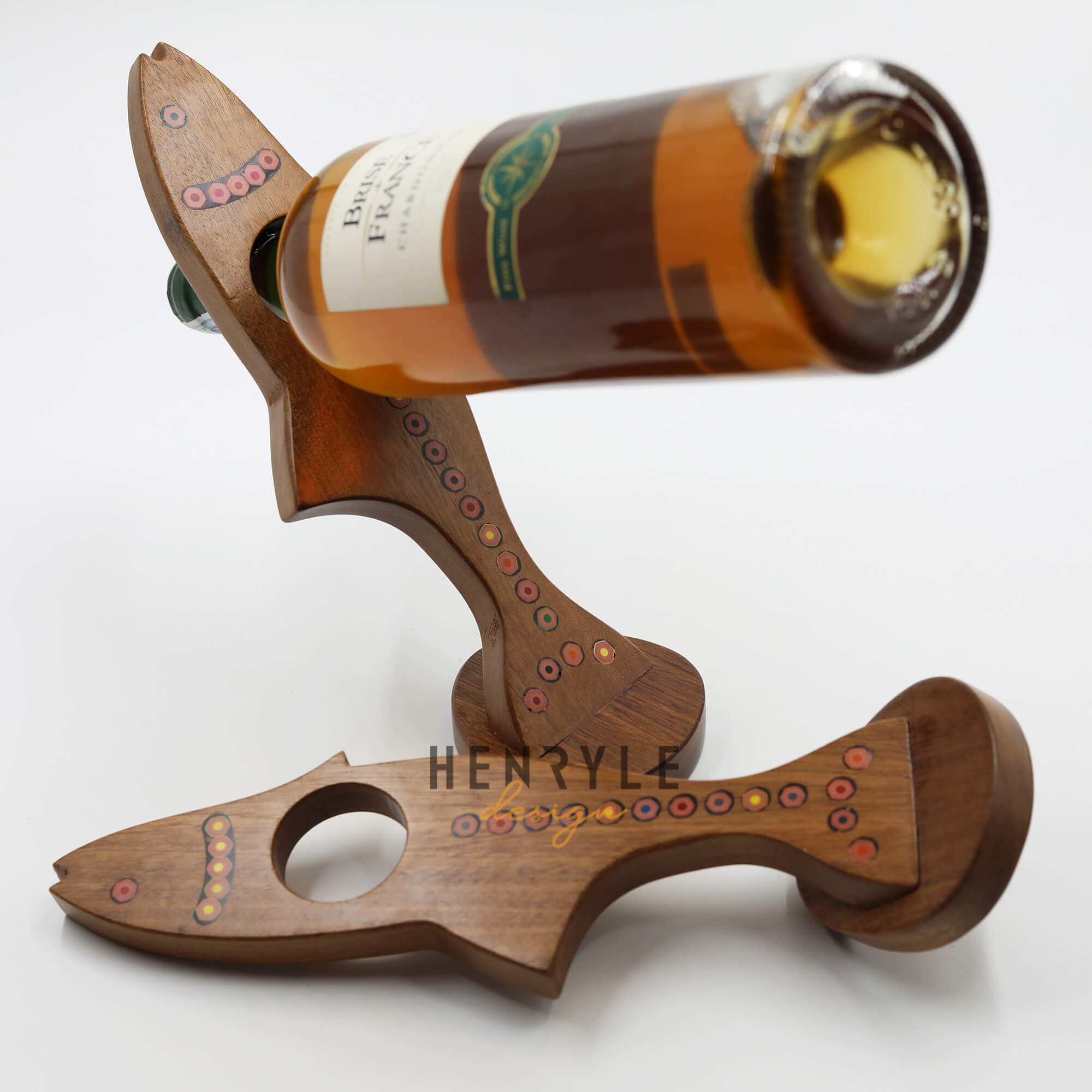 Colored-Pencil Free Standing Salmon-Shape Balancing Wine Bottle Holder ...