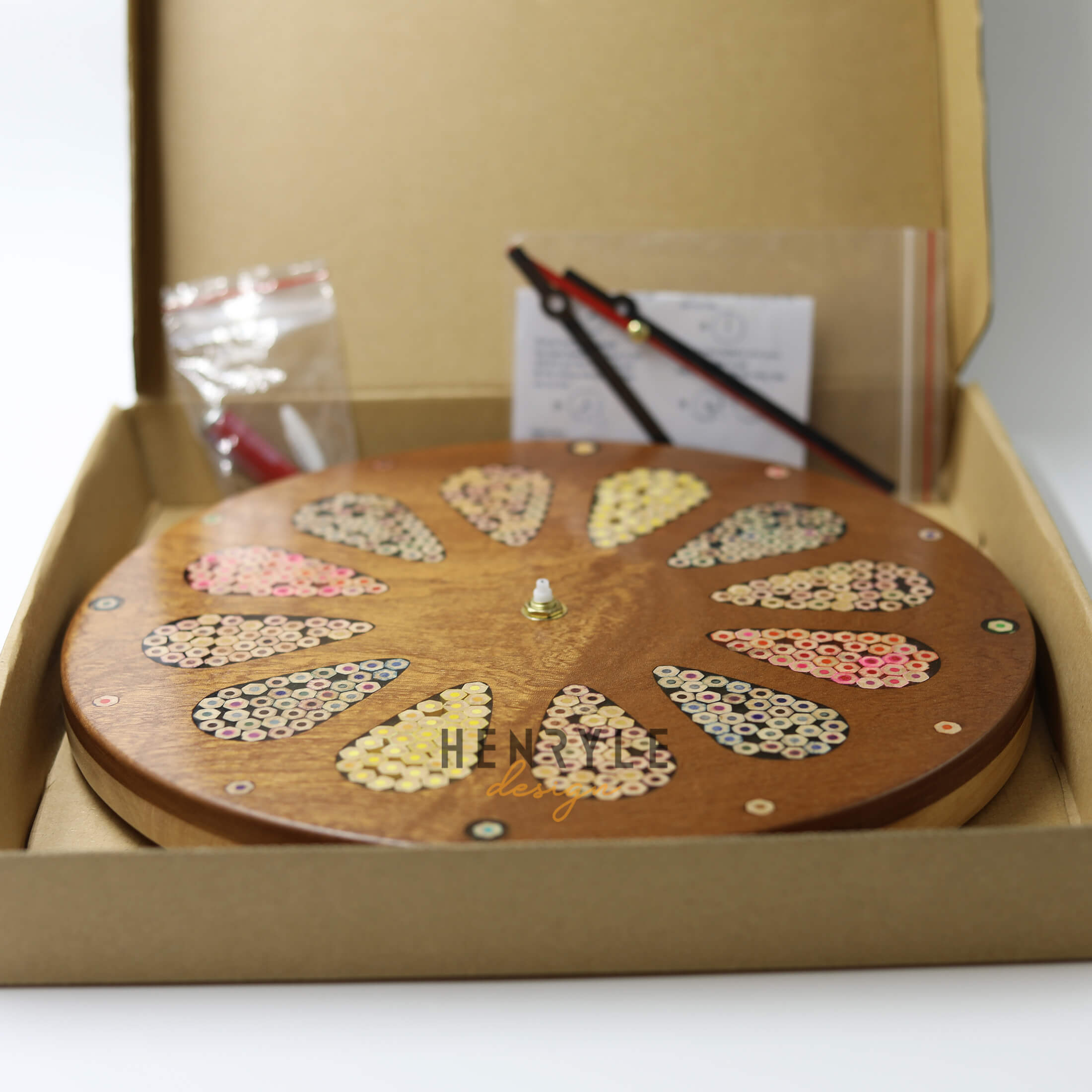 Home Accents Colored-Pencil Wood Wall Clock - Henry Le Design