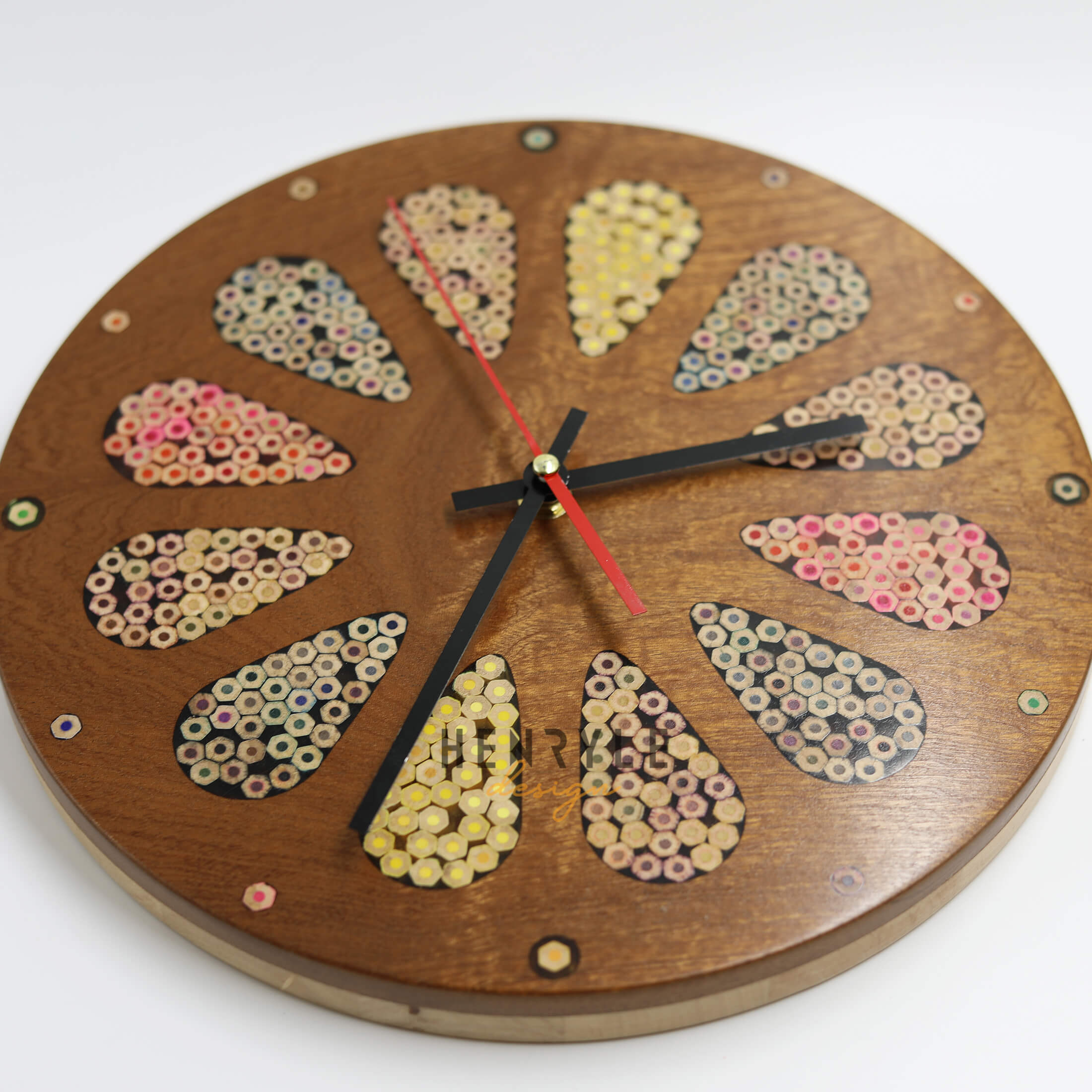 Home Accents Colored-Pencil Wood Wall Clock - Henry Le Design