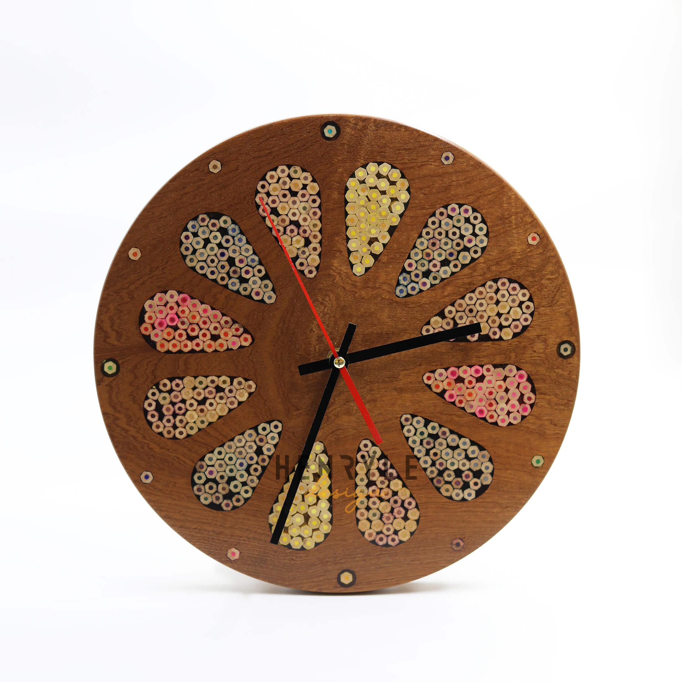 Home Accents Colored-Pencil Wood Wall Clock - Henry Le Design